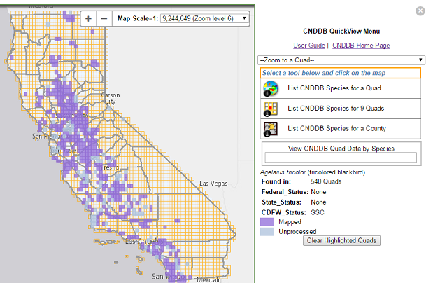 CNDDB News | New CNDDB QuickView Tool Feature: View CNDDB Quad Da